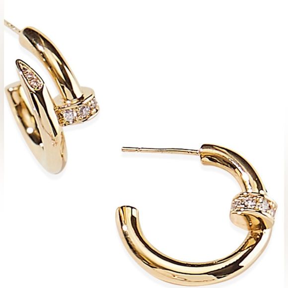 Park Lane | Jewelry | Nwt Designer Inspired Crest Nail Small Hoops Gold ...